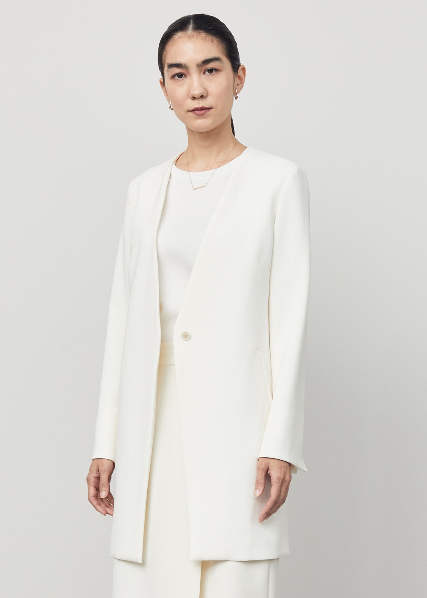 Long Collarless Jacket