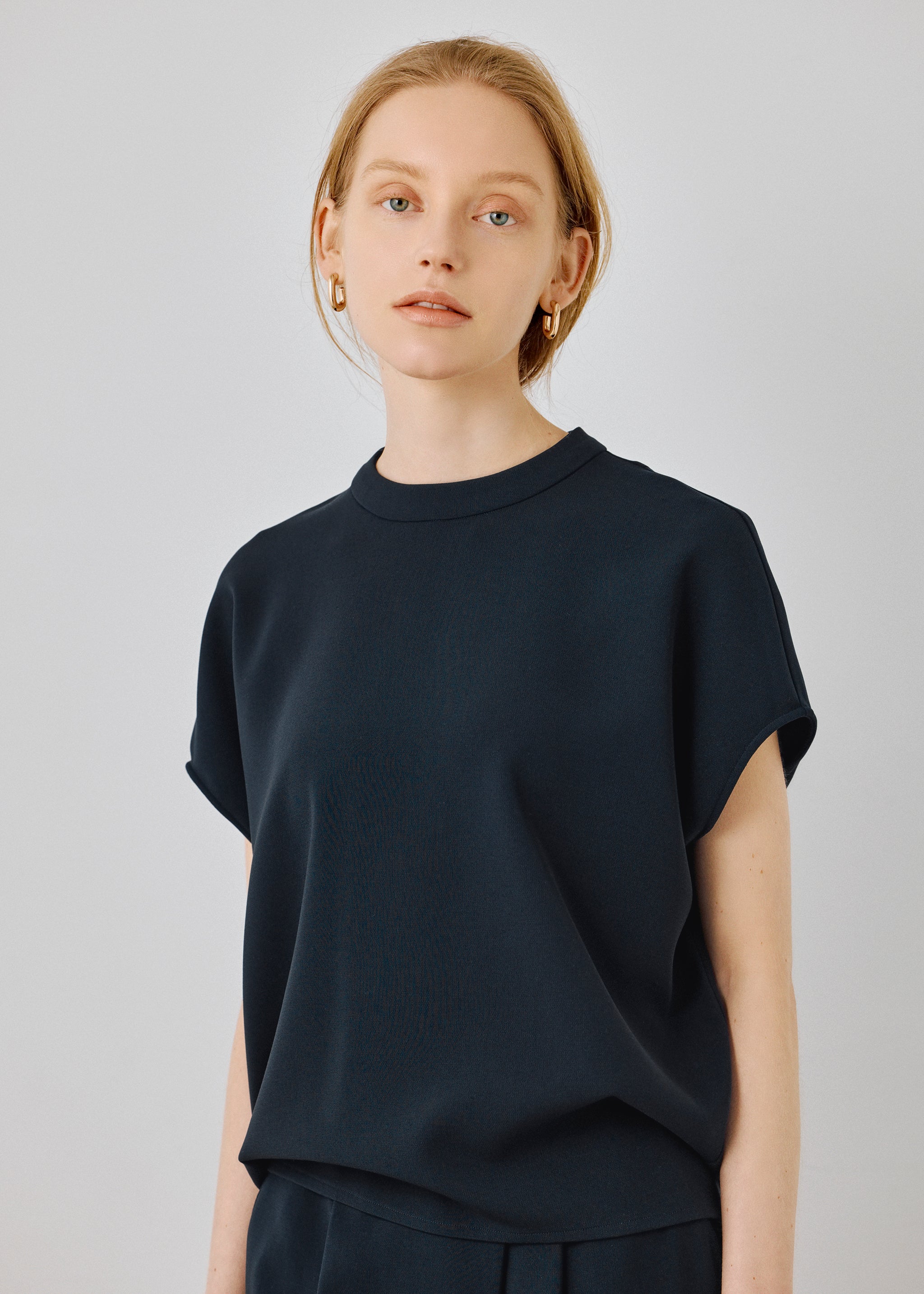 Stand Collar Cocoon Blouse